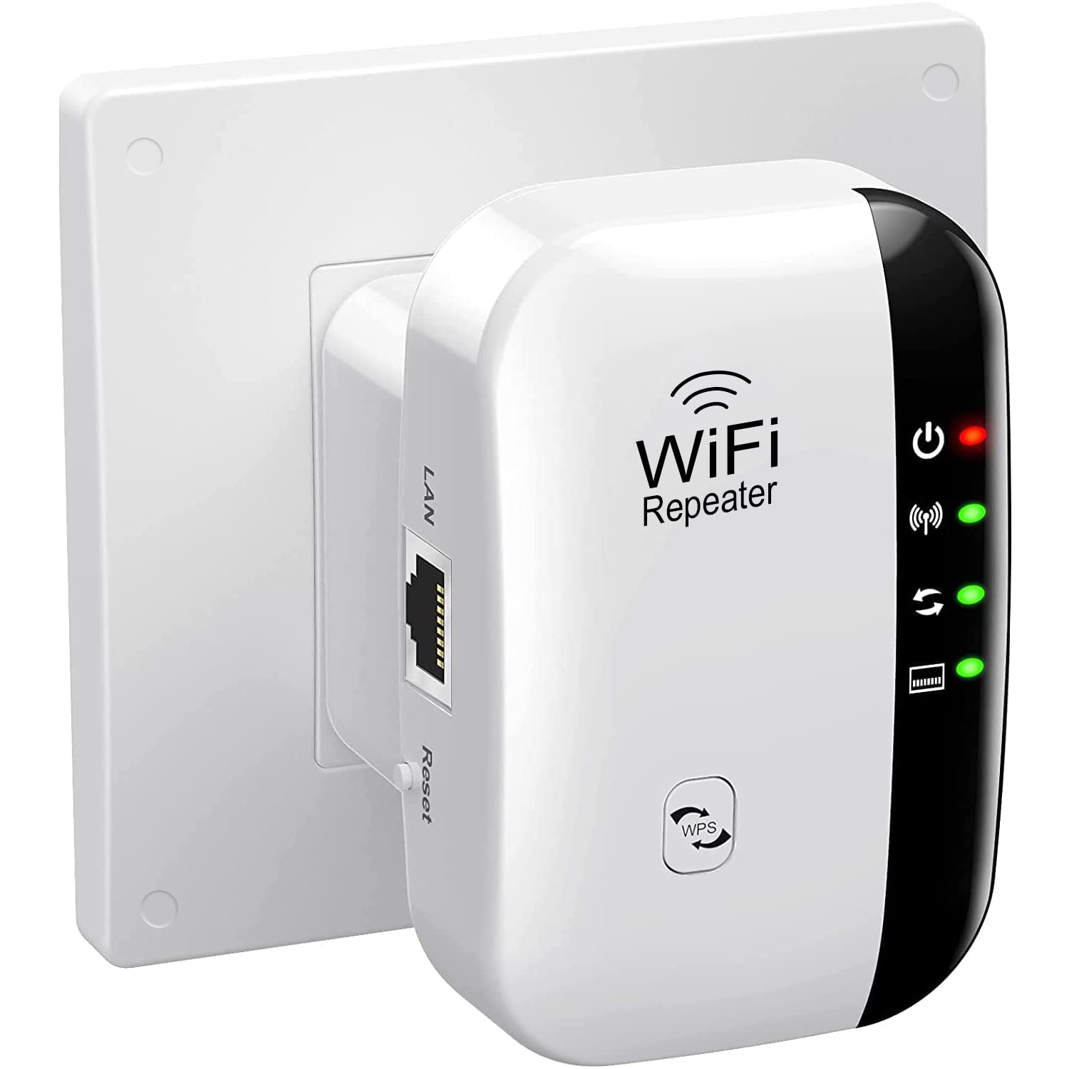 WiFi Extender Signal Booster Up to 3000sq.ft and 30 Devices, WiFi Range Extender, Wireless Internet Repeater, Long Range Amplifier with Ethernet Port, 1-Key Setup, Access Point, Alexa Compatible