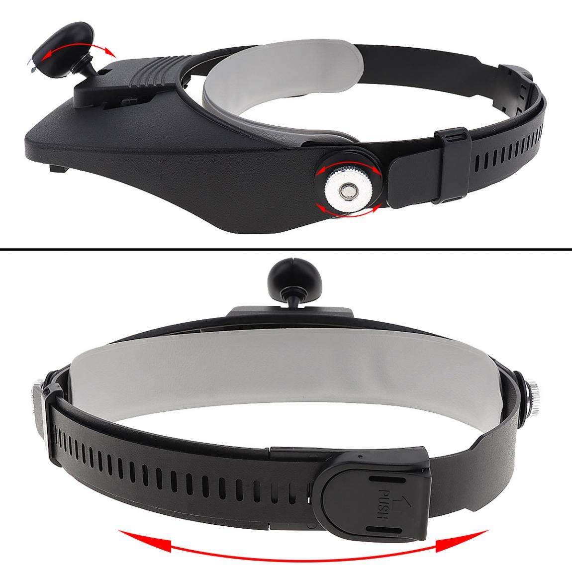 Meichoon Head-Mounted Magnifying Glass with 3 LED Lamps,Watchmaker Repair Tool Magnifier,6 Multiple Interchangeable Lenses,1X 1.5X 2X 2.5X 3.5X 8X