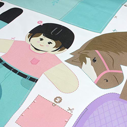 kullaloo Sewing kit for Kids Beginners - DIY Craft for Girls & Boys - Cut & Sew Fabric Panel with Horses Motifs (Horse Love)