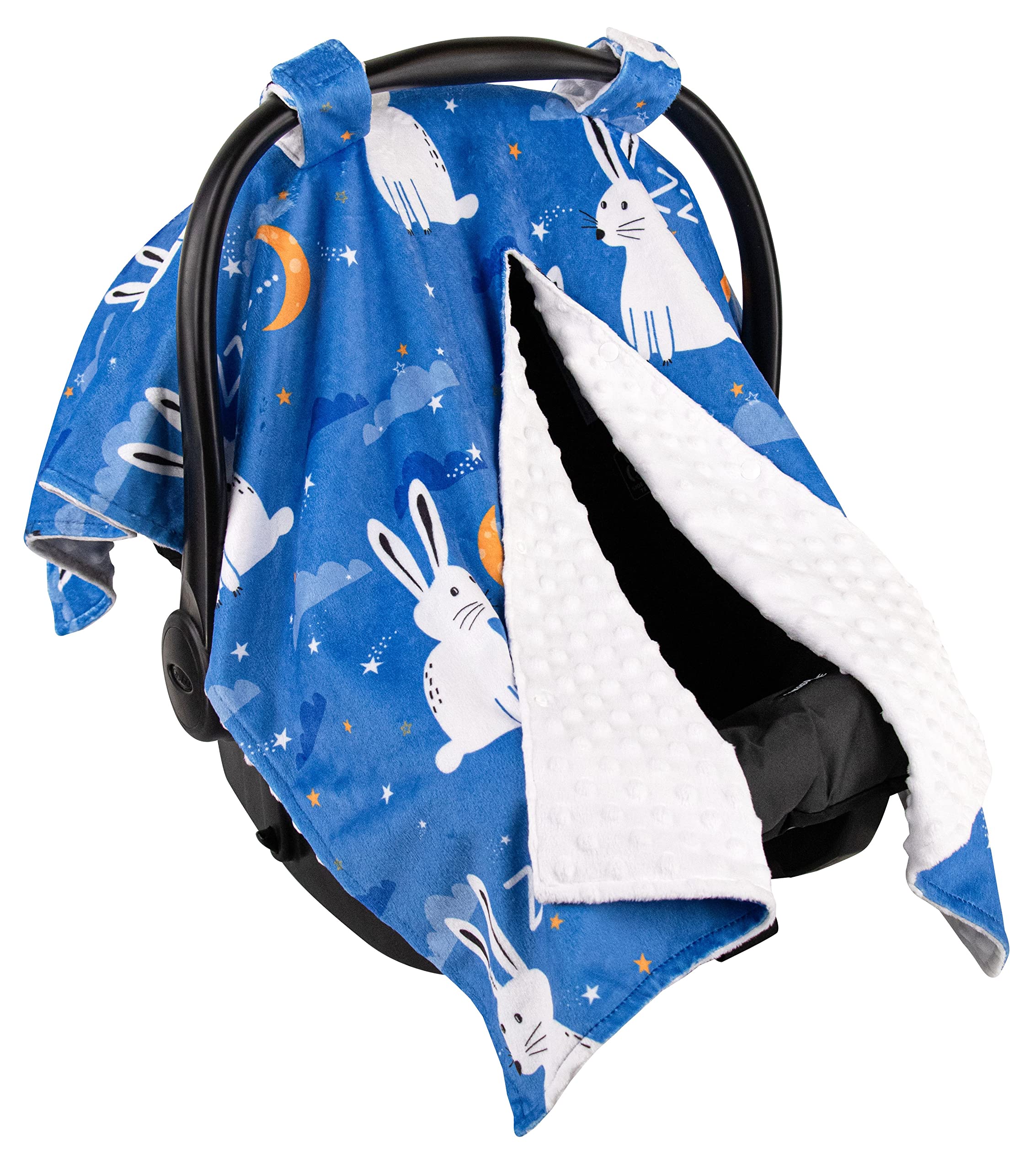 Top Tots Deluxe Minky Baby Car Seat Cover - Nighttime Smiles, 40 x 29 Inch Apricot