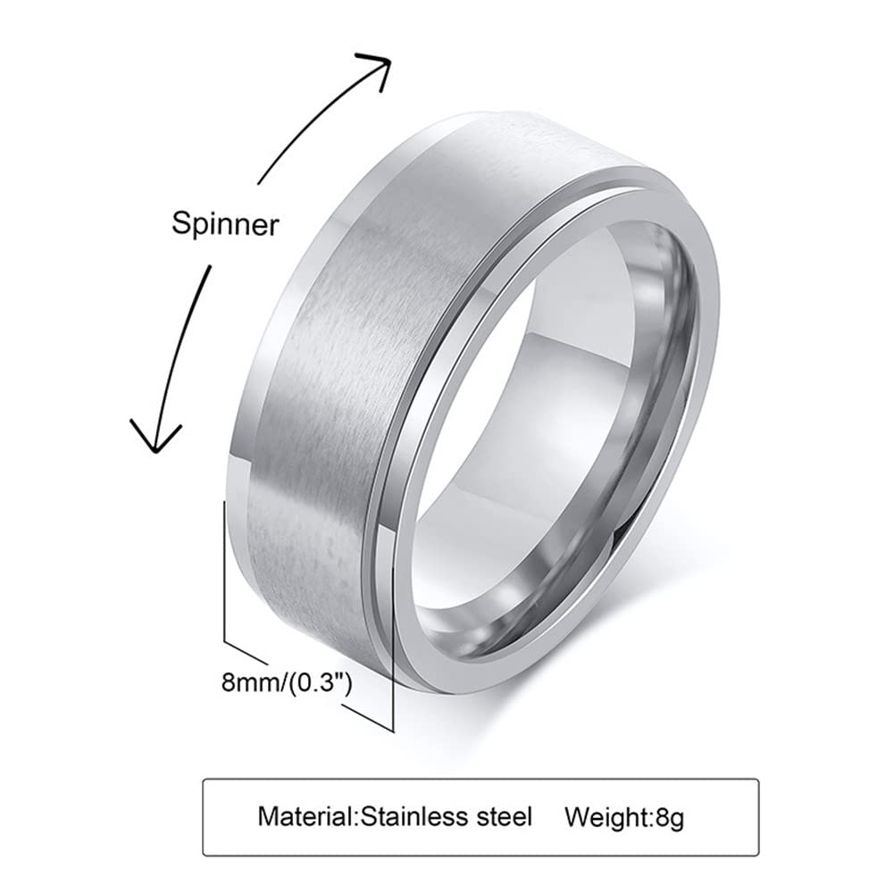 NineJewelry Personalized Zodiac Spinner Ring for Men Women,Custom Name Date Engraved Constellation Ring Stainless Steel Anxiety Relief Rotary Band Fidget Rings,Size 6-13
