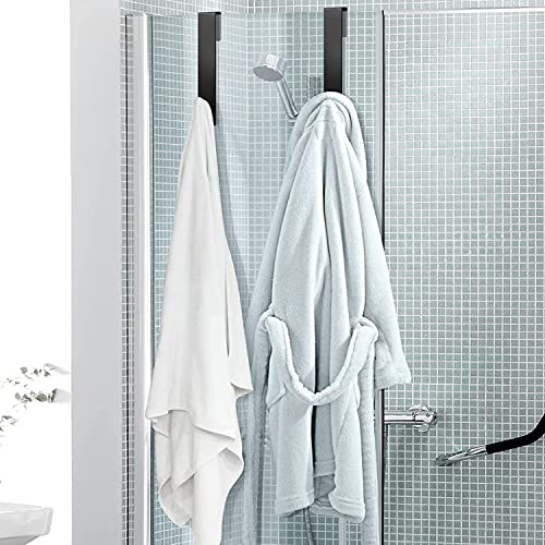 Windefun Stainless Steel Showe Door Hooks,Stainless Steel Powerful Adherive Hooks,for Frameless Glass Bathroom Doors,Can Hang Towels,Bathrobes,Coat Bag etc.
