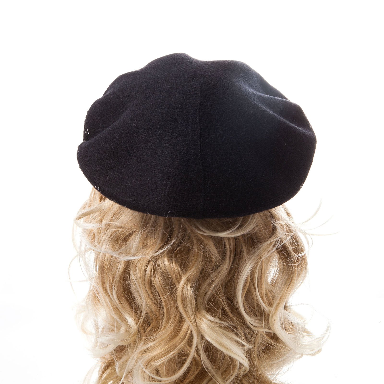 LADYBRO Barre Hat Wool Beret Hats for Women Rhinestone Womens Hats and Caps Winter Black