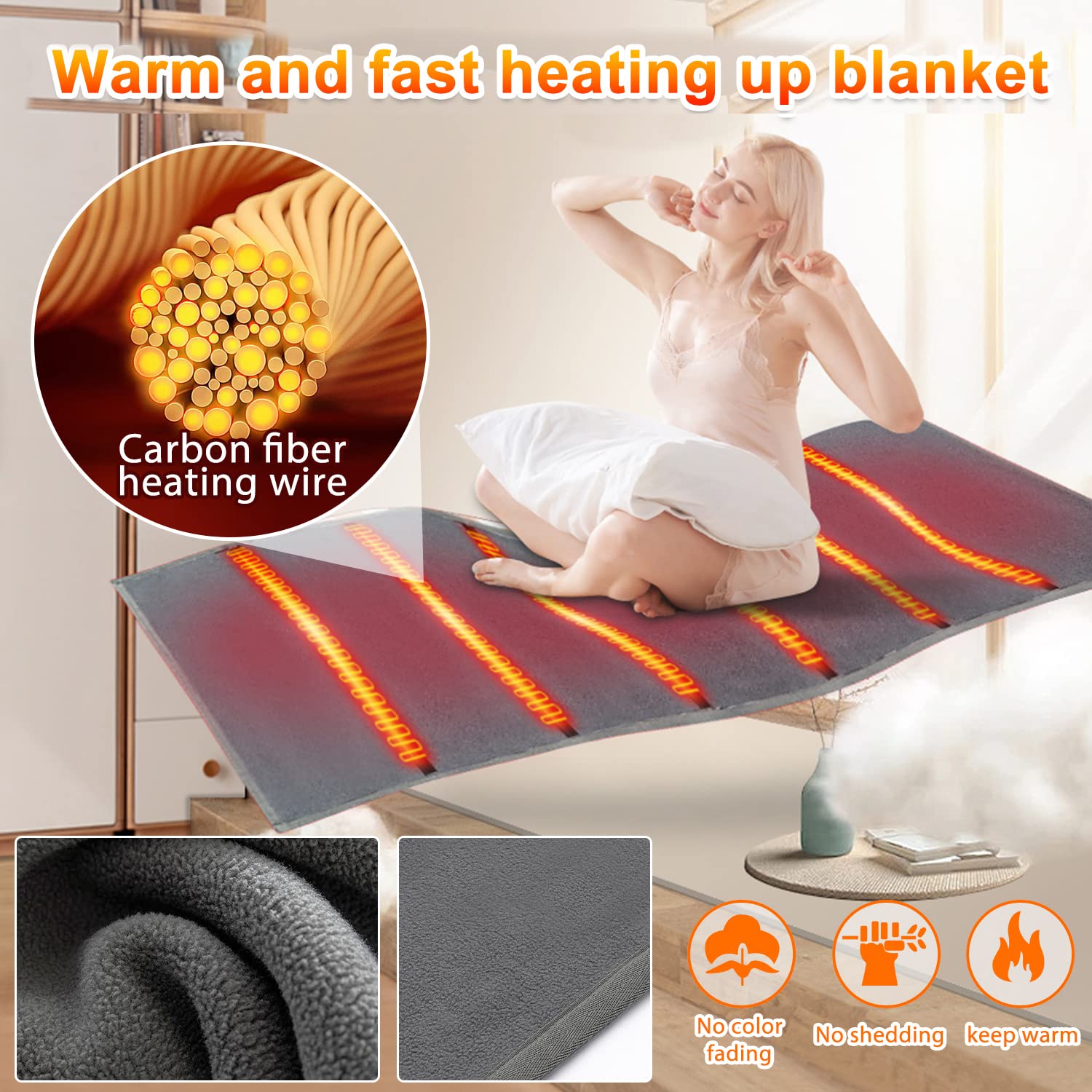 PANGTIKU Heated Sleeping Bag Liner - Battery Operated Heated Blanket for Camping Electric Warm Tent Heater for Cold Weather