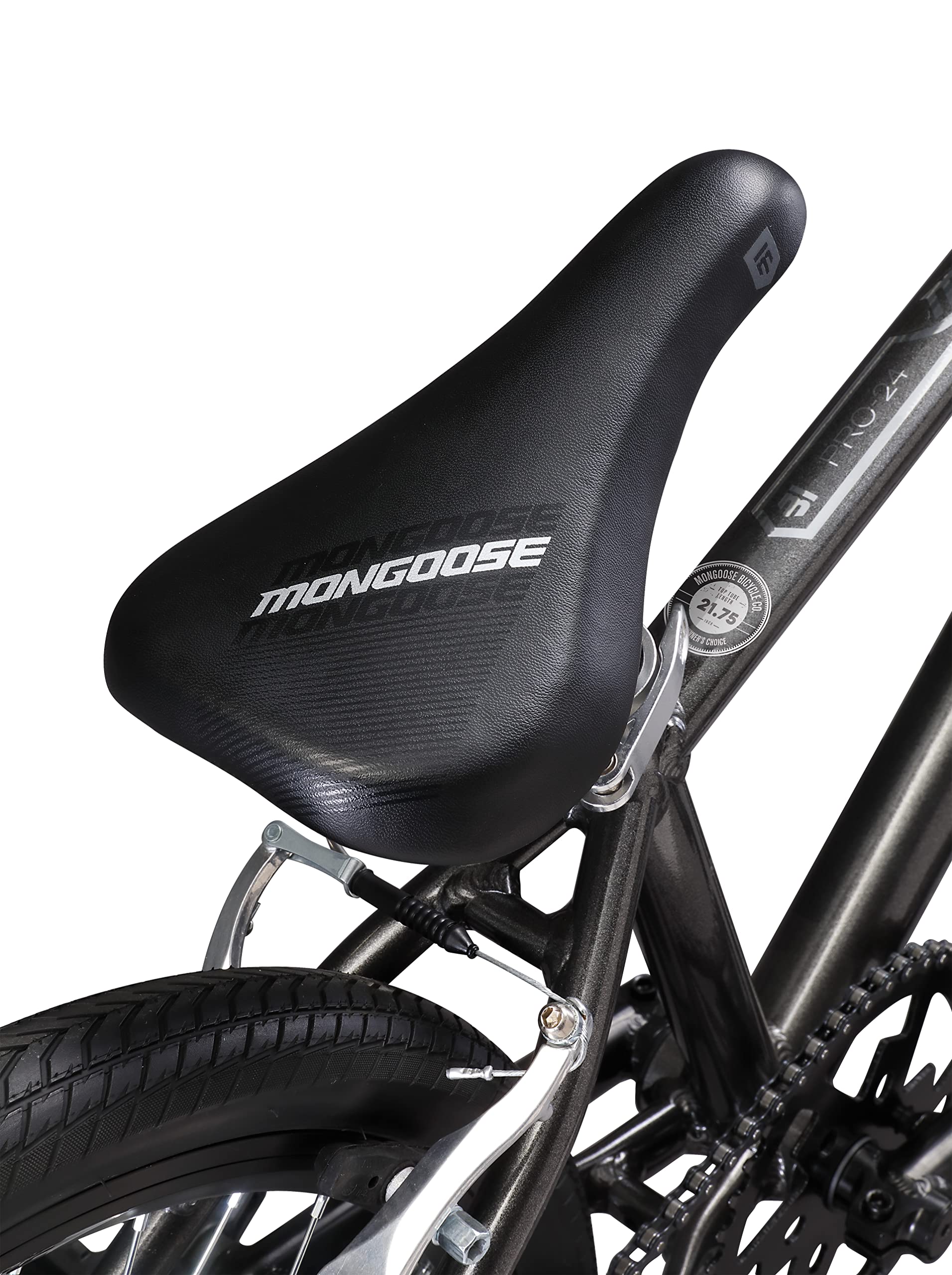 Mongoose Title Pro XXL BMX Race Bike, 24-inch Wheels, Beginner Riders, Lightweight Tectonic T1 Aluminum Frame and Internal Cable Routing, Charcoal