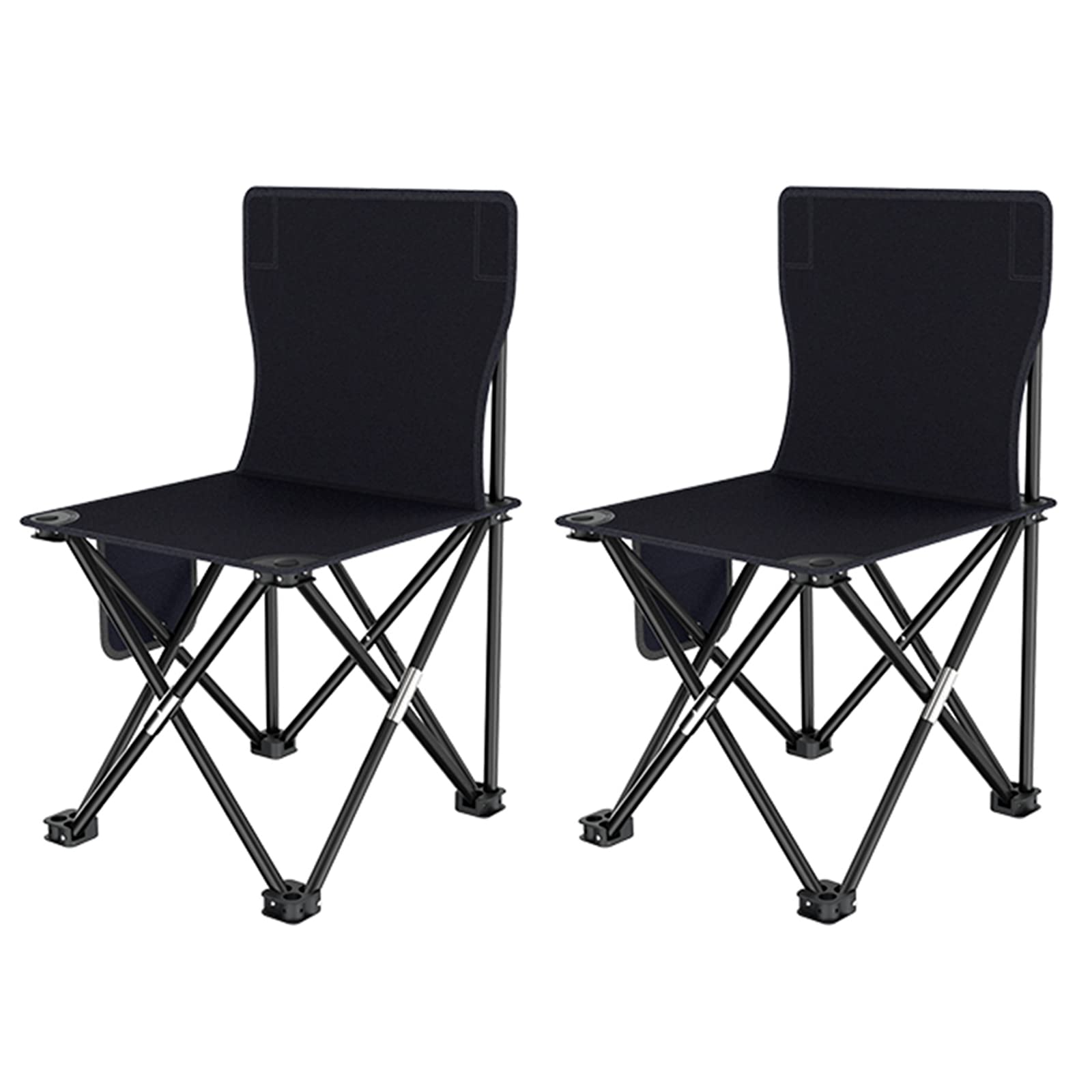 Puraville Easy Set-Up Camping Chairs 2 Pack, Portable Outdoor Chairs with Storage Pockets for Both Adults and Kids(Black, 2pcs)