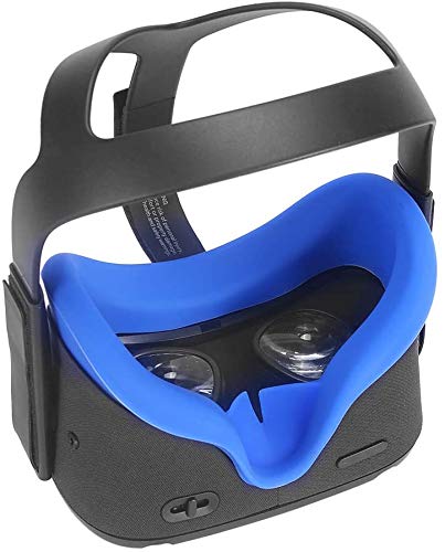 MASiKEN 2Pcs Face Cover Mask & Silicone Face Pad Replacement for Oculus Quest, Sweatproof Lightproof Washable Face Cushion