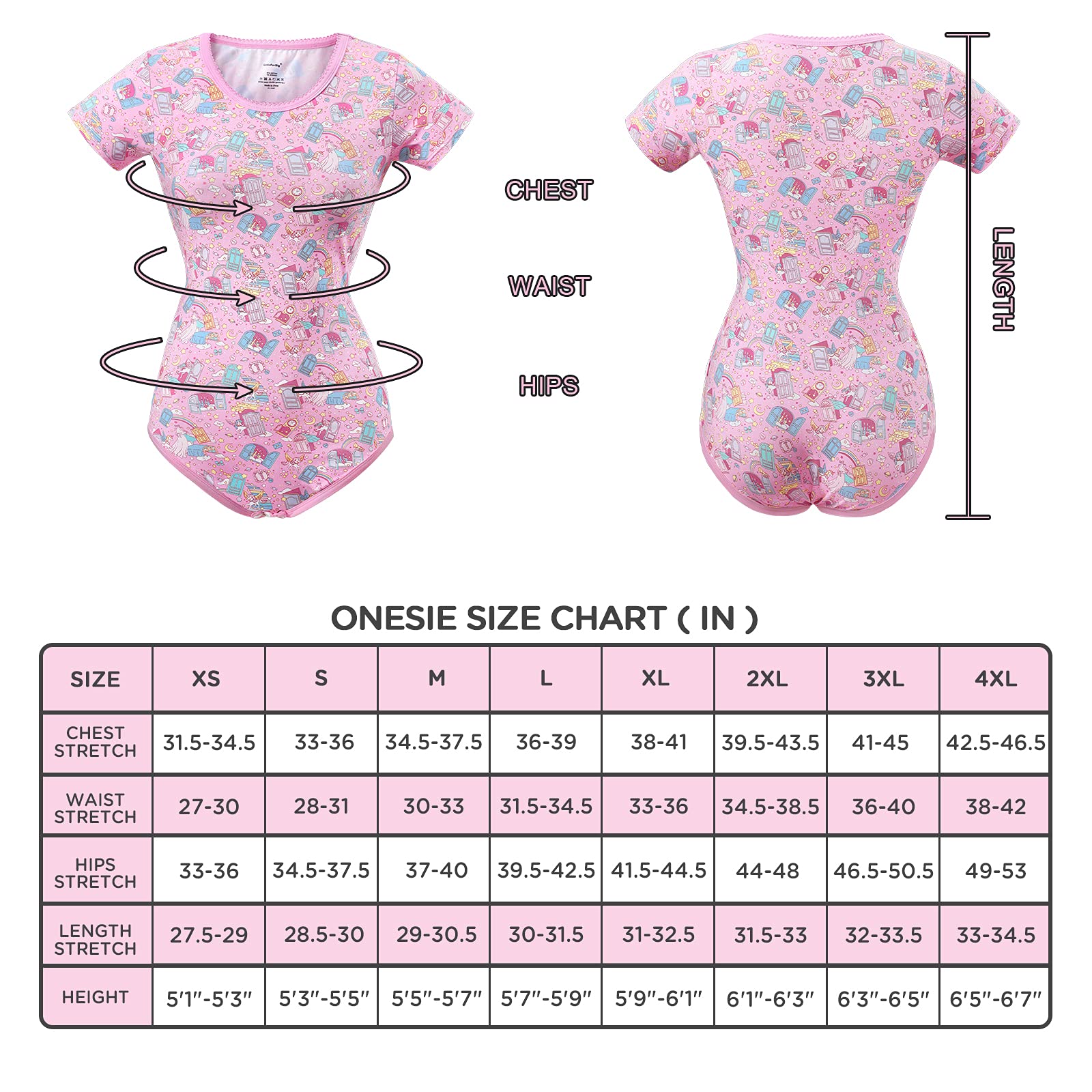 Littleforbig Cotton Romper Onesie Pajamas Bodysuit - Unicorn Dreams S
