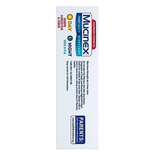 Mucinex Maximum Strength Fast-Max Day Severe Congestion & Cough & Nightshift Night Cold & Flu, Fast Release, Powerful Multi-Symptom Relief, 40 caplets (24 Day time + 16 Night time)