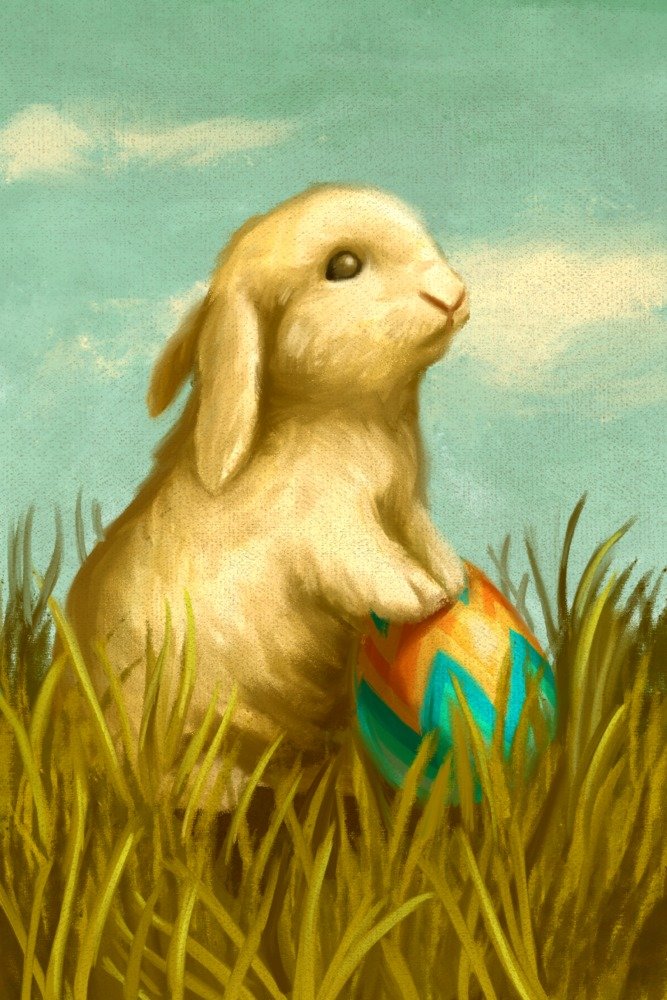 Lantern Press 9x12 Inch Art Print Wall D√©cor, Easter Bunny, Oil Painting