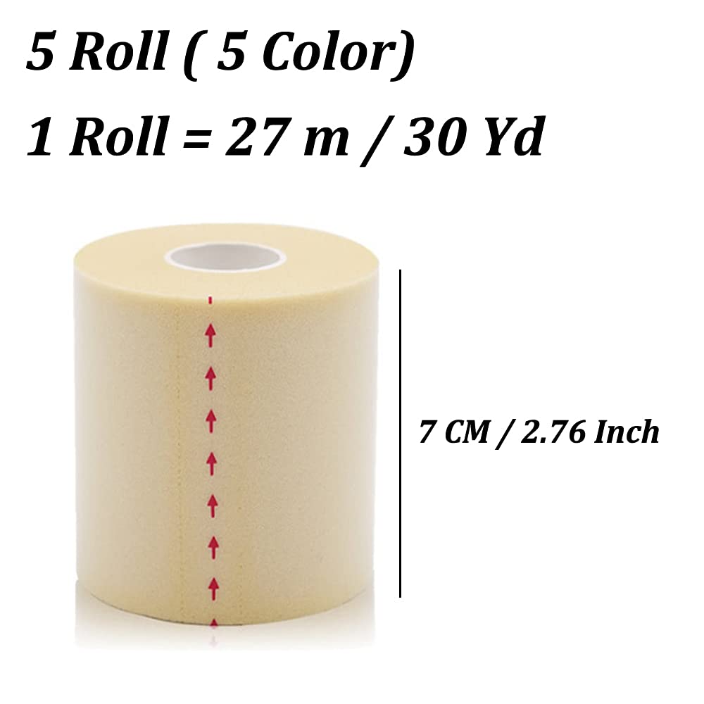 KISEER 5 Rolls Foam Sports Pre-Wrap Underwrap Bandage Athletic Tape for Hair Wrists Elbow Knees Ankles