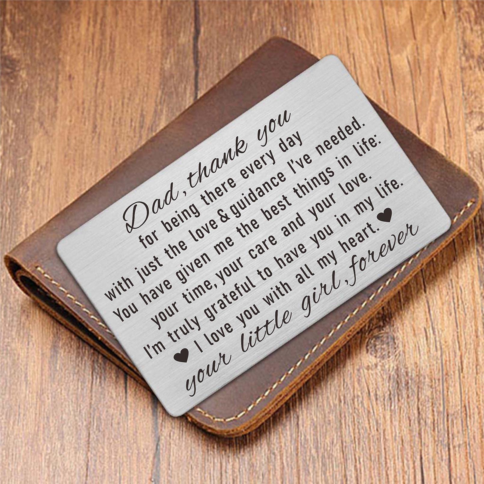 Laluminter Dad Gifts from Daughter - Thank You Dad Engraved Wallet Card Inserts - Father Fathers Day Christmas Keepsake
