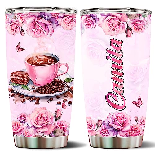 WONWIX Personalized Ideal Coffee Gifts for Coffee Lovers, Women, Girls, Wife, Daughter, Mom, 20oz Insulated Stainless Steel Travel Cup Mug Tumbler, Birthday, Christmas, Valentine, Mother's Day