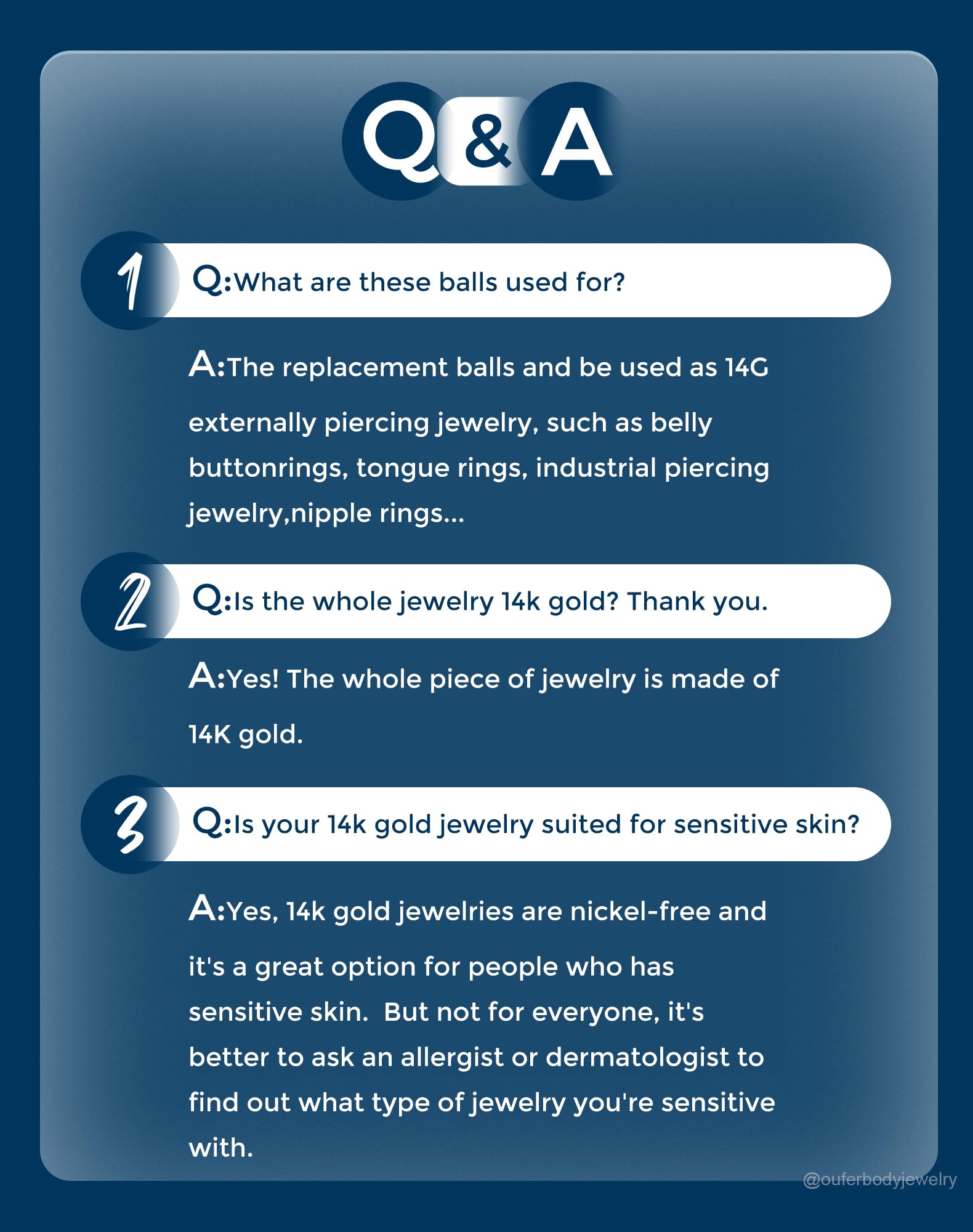 OUFER 14K Solid Gold Clea CZ Replacement Ball Externally Threaded for Belly Button Rings (Gold)
