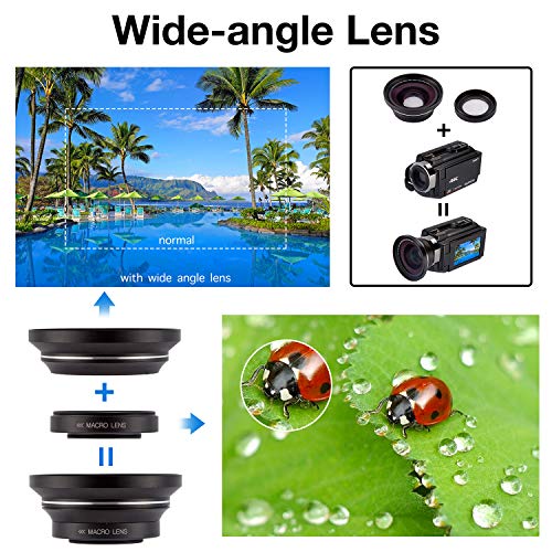 KOT 4K Camcorder Video Camera HD WiFi 3.0 Inch IPS Touch Screen 48MP 16X Powerful Digital Zoom Camera with Microphone and Wide Angle Lens IR Night Vision Vlogging Video Camera Recorder Handy cam