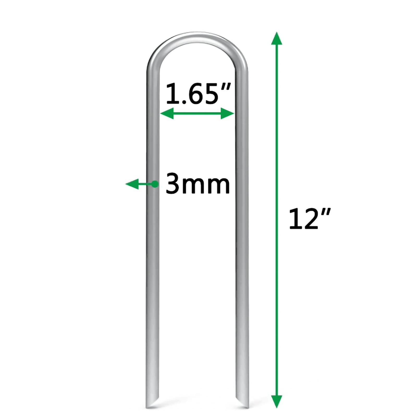 MySit 25 Pack 12 Inch Garden Stakes Heavy Duty 11 Gauge Galvanized Yard Staples U Pegs Fences Drip Irrigation Securing Stakes 1/2-Inch to 1-5/8-Inch Loop Stake for Anchoring Lawn Drippers Soaker Hose