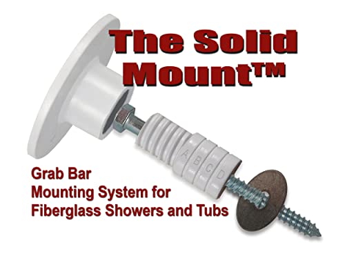 Solid Mount Grab Bar Kit - Patented Mounting Kit for Fiberglass Wall in Bathtubs & Showers/ANSI & ADA Standards/1 Kit Mounts 1 Grab Bar