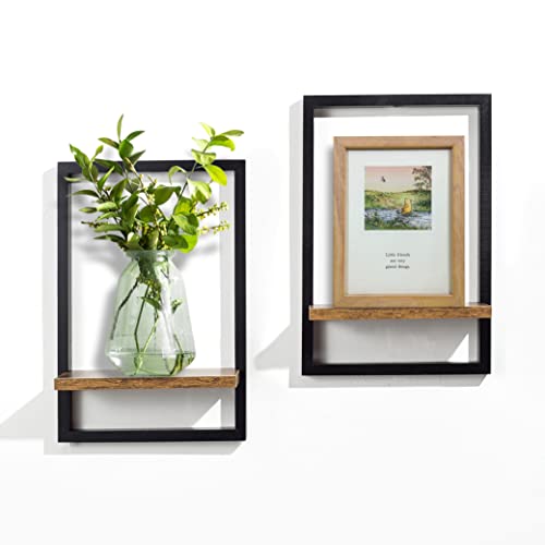 ZGZD Decorative Floating Shelves Wall Mounted Cube Storage Shelf for Home Decor, Set of 2, 4β Deep