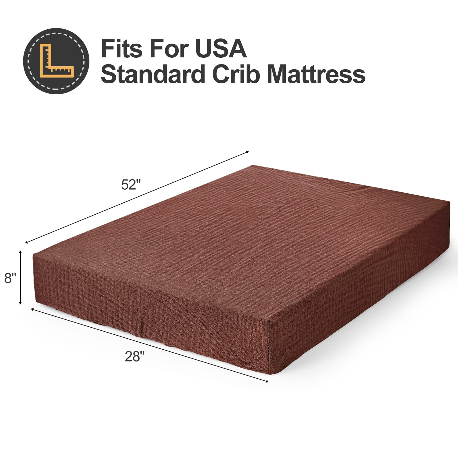Super Juniors Muslin Baby Fitted Crib Sheet,Extra Cozy Soft Breathable Crib Mattress Sheets for Boys and Girls,28βx52β(Coffee)