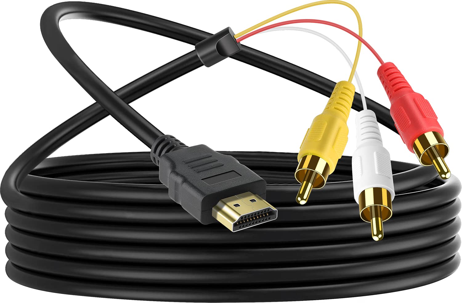 SAISN HDMI to RCA Video Cable, HDMI to A/V Converter Cable HDMI Male to 3-RCA Composite Audio Adapter Cable Cord for TV LCD Projector RCA Display Device