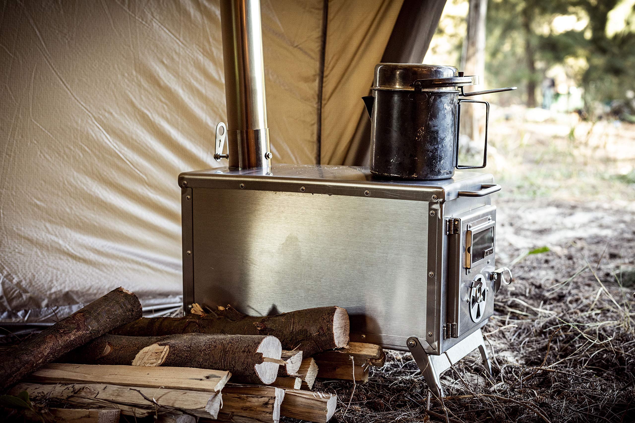 OneTigris Rock Fortress Hot Tent, Half Dome Mesh Inner Tent, and Tiger Roar Wood Stove Combo