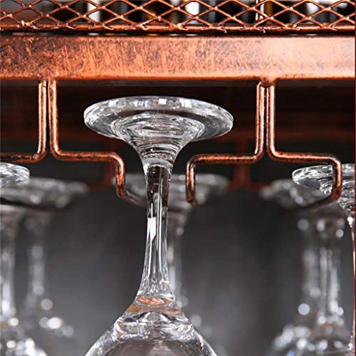 Wine Bottle Rack Wall Mounted Metal Wine Glass Holder Bar Hanging Wall Goblets Stemware Rack, Champagne Drink Storage Racks Display Shelf (Bronze) (Size : 60×25cm(24×10inch))