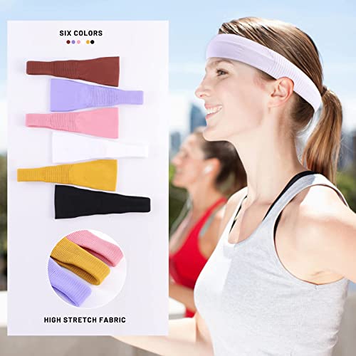 ONEYE Wide Workout Headbands for Women Men Non Slip Sport Sweatbands Solid Yoga Hairband High Elastic Moisture Wicking Headband