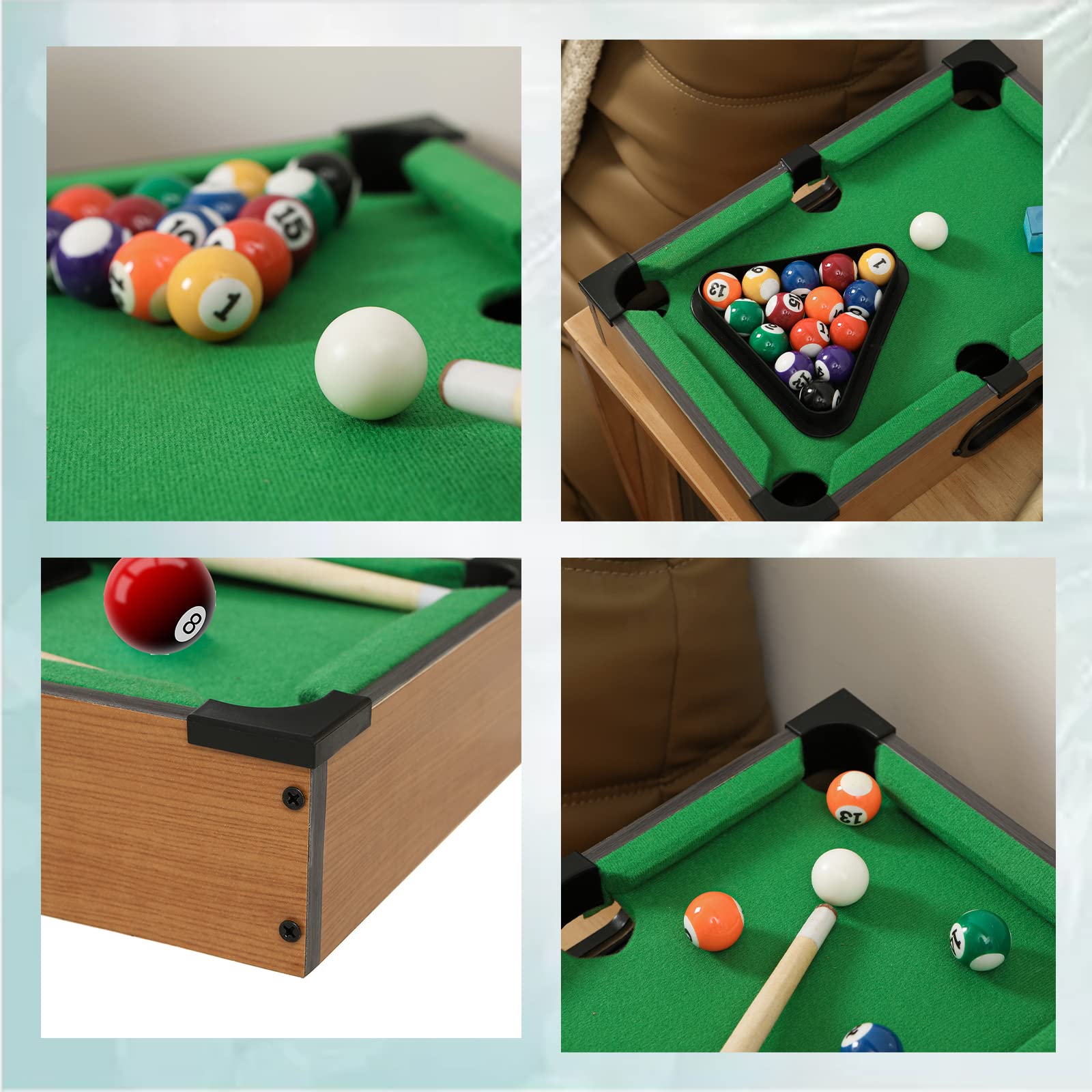 Shevshavan 14(inch) Mini Pool Table for Kids Mini Billiards Table-top Game Small Pool Tables Fun for Family Birthday Gifts for Kids