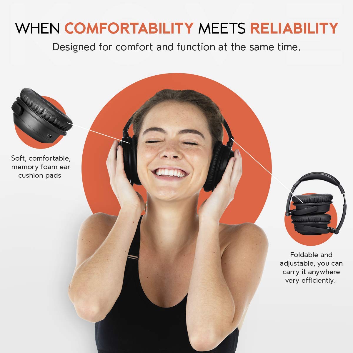 Kove NCH Noise Cancelling Bluetooth Headphones - Active Noise Cancellation, Built-In Microphone, Wireless and Rechargeable - Over Ear Buds For Work, Travel Gaming And Workouts