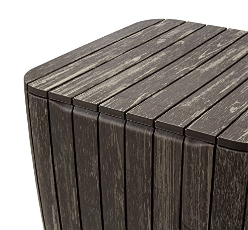 Keter Resin Luzon Outdoor Table with Extra Hidden Storage for Cushions and Patio Decor, Brown Wood Look