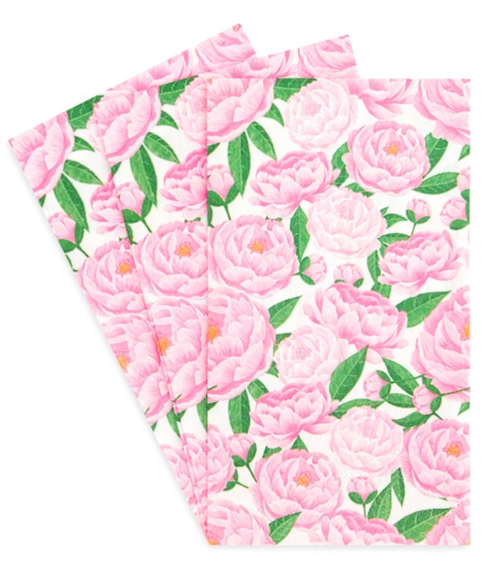 MSPCI Peonies Guest Towels Hostess Napkins by Celebrate It Spring, 24ct. Pink