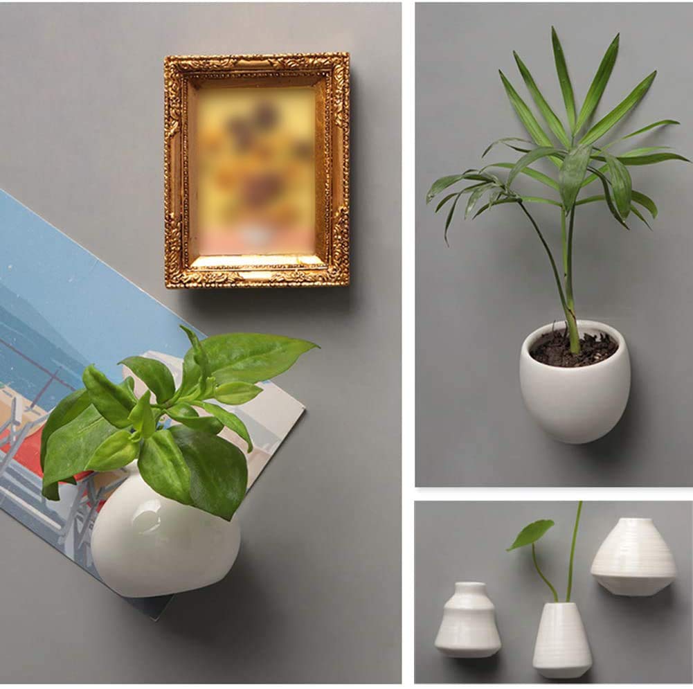 Pearlead Set of 6 Magnetic Mini Ceramic Vase Refrigerator Magnets Sticker Fridge Whiteboard Magnets for Home and Office Refrigerator Decoration