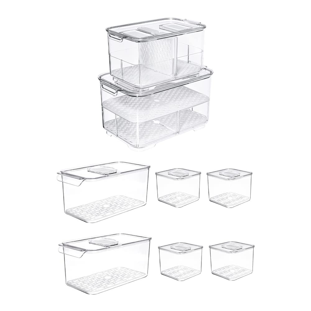 SANNO Vegetable Fruit Containers Fridge Food Storage Produce Saver Container Produce Saver Containers for Refrigerator, Containers Produce Saver