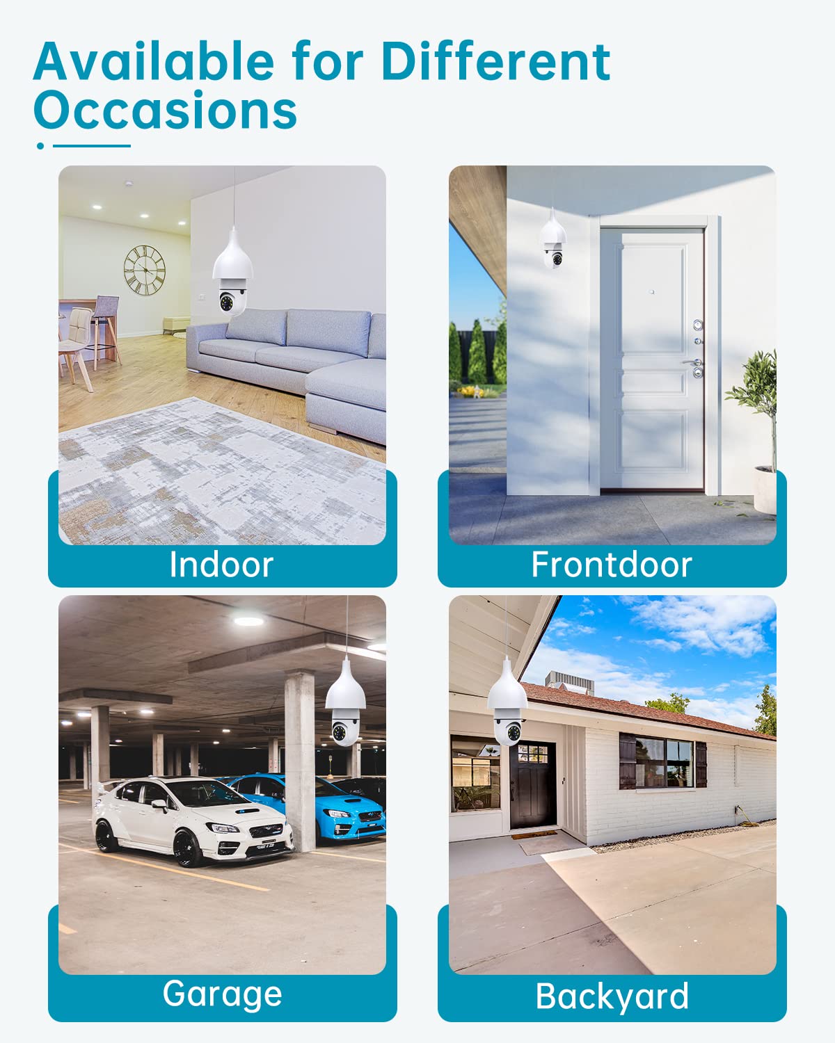 Light Bulb Security Camera,NexTrend 360 Outdoor Wireless Cameras PTZ WIFI with Floodlight Color Night Vision Two Way Talk Motion Detection Alert Free Remote App E27 for Home Indoor Surveillance 2 Pack