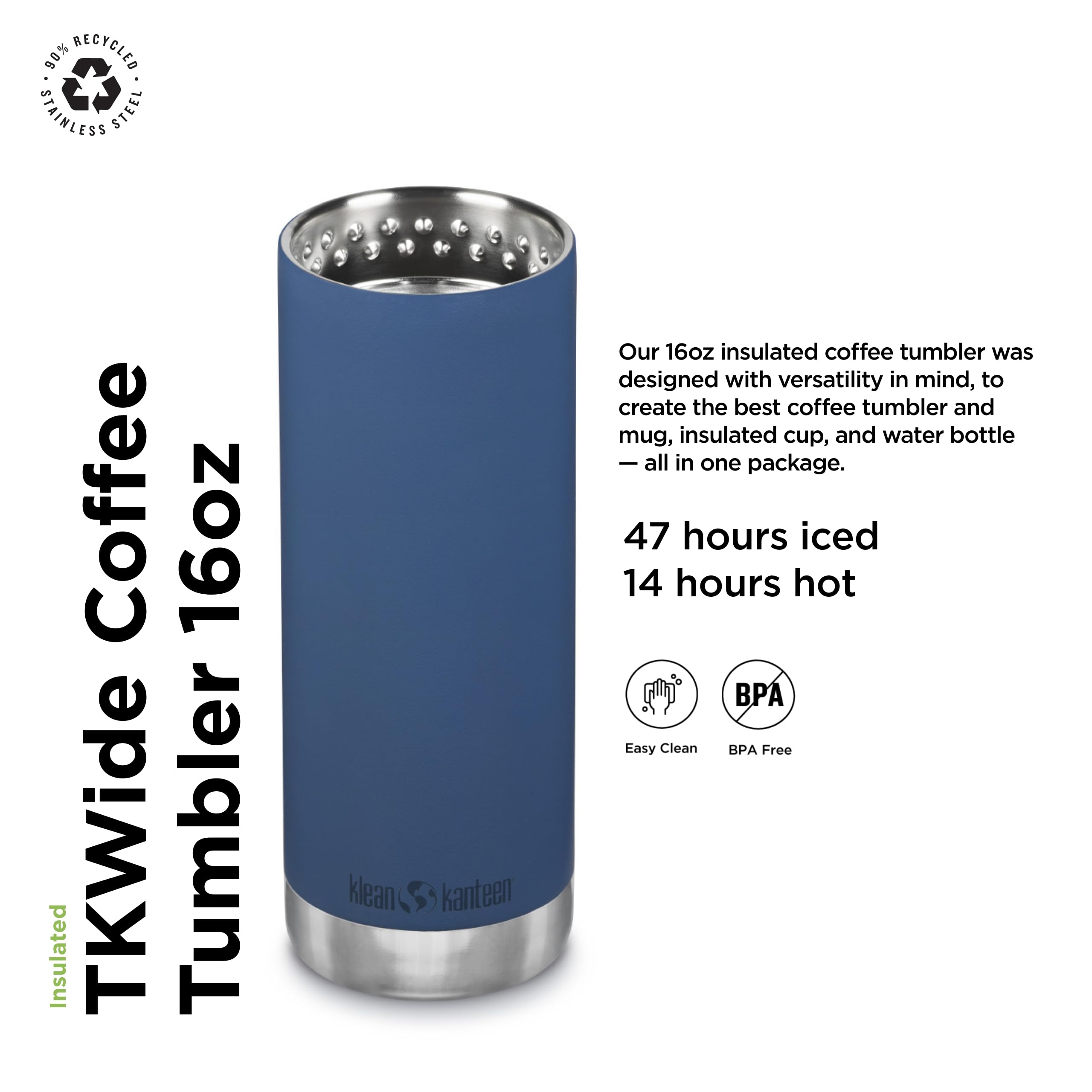 Klean Kanteen TKWide 16oz (w/Café Cap) - Real Teal