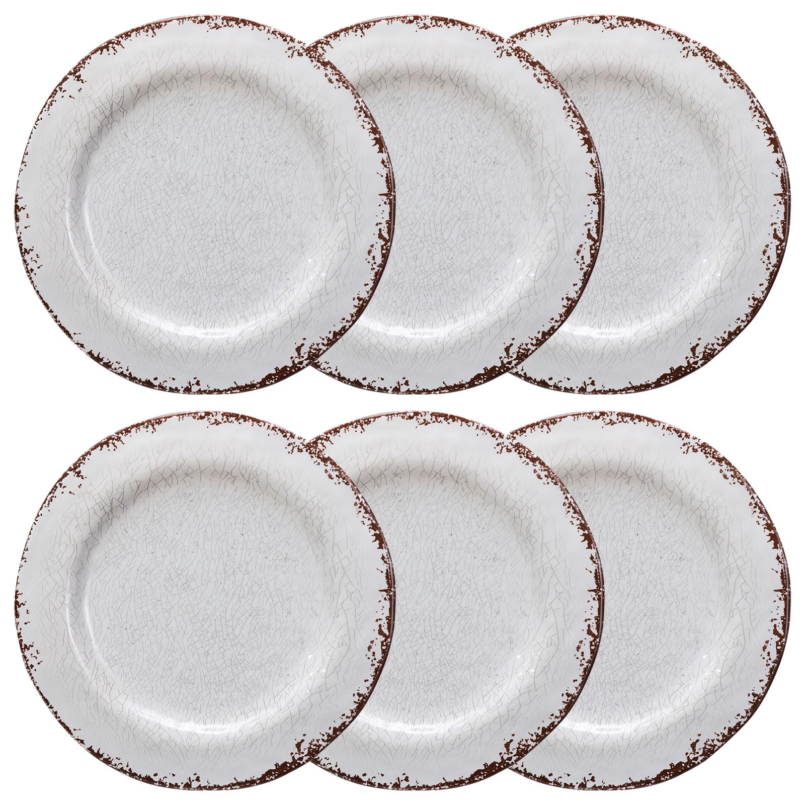 LEHAHA 6 Piece White Dinner Plate Set, 11β Durable Melamine Plates, 6 Piece Camper RV Dishes Set for Formal and casual dining, Lightweight and Chip Resistant, Dishwasher Safe