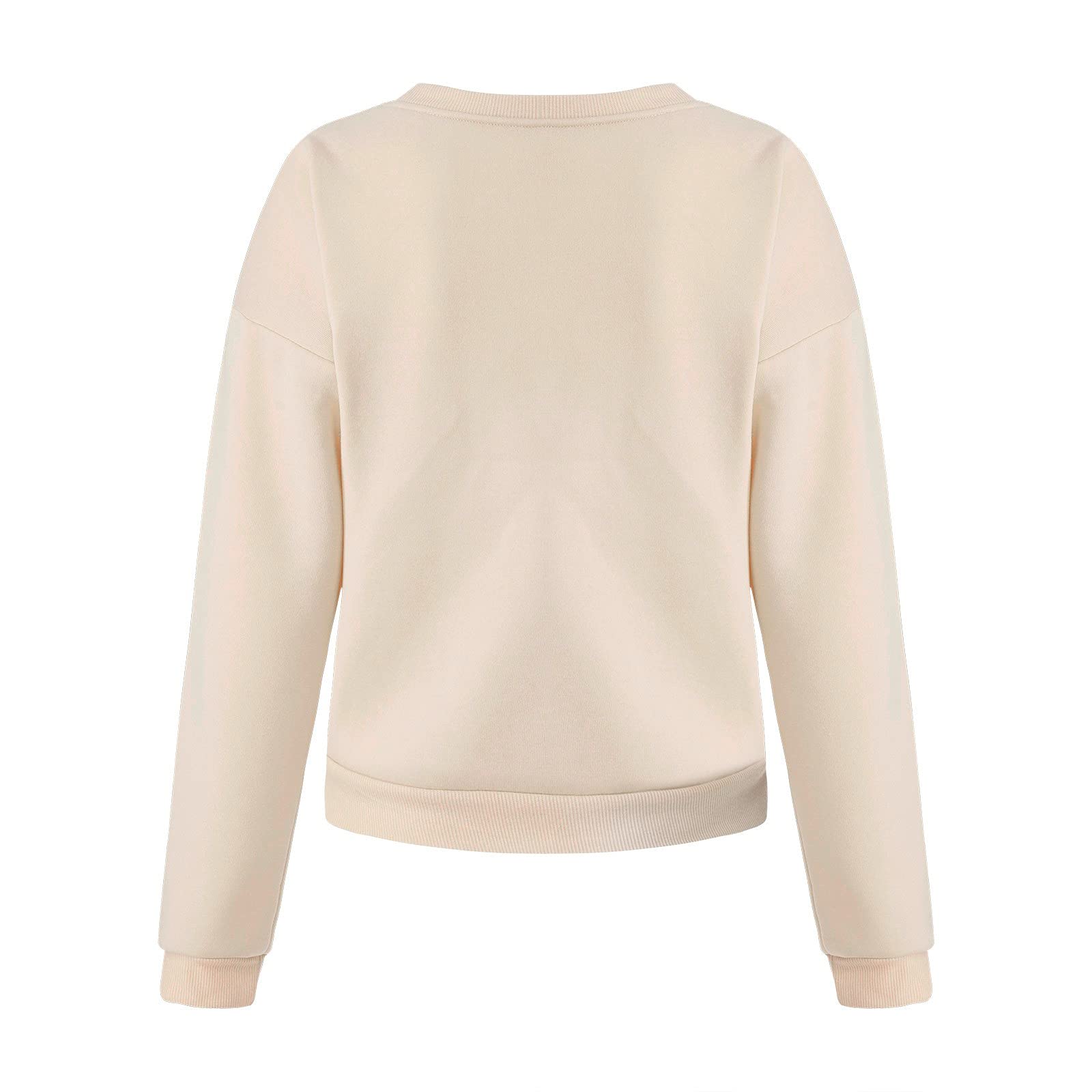 Tops For Women Casual Fall Christmas Print Pullover Long Sleeve Festival Shirts Flowy All-match Pullovers Fall Sweatshirt Beige
