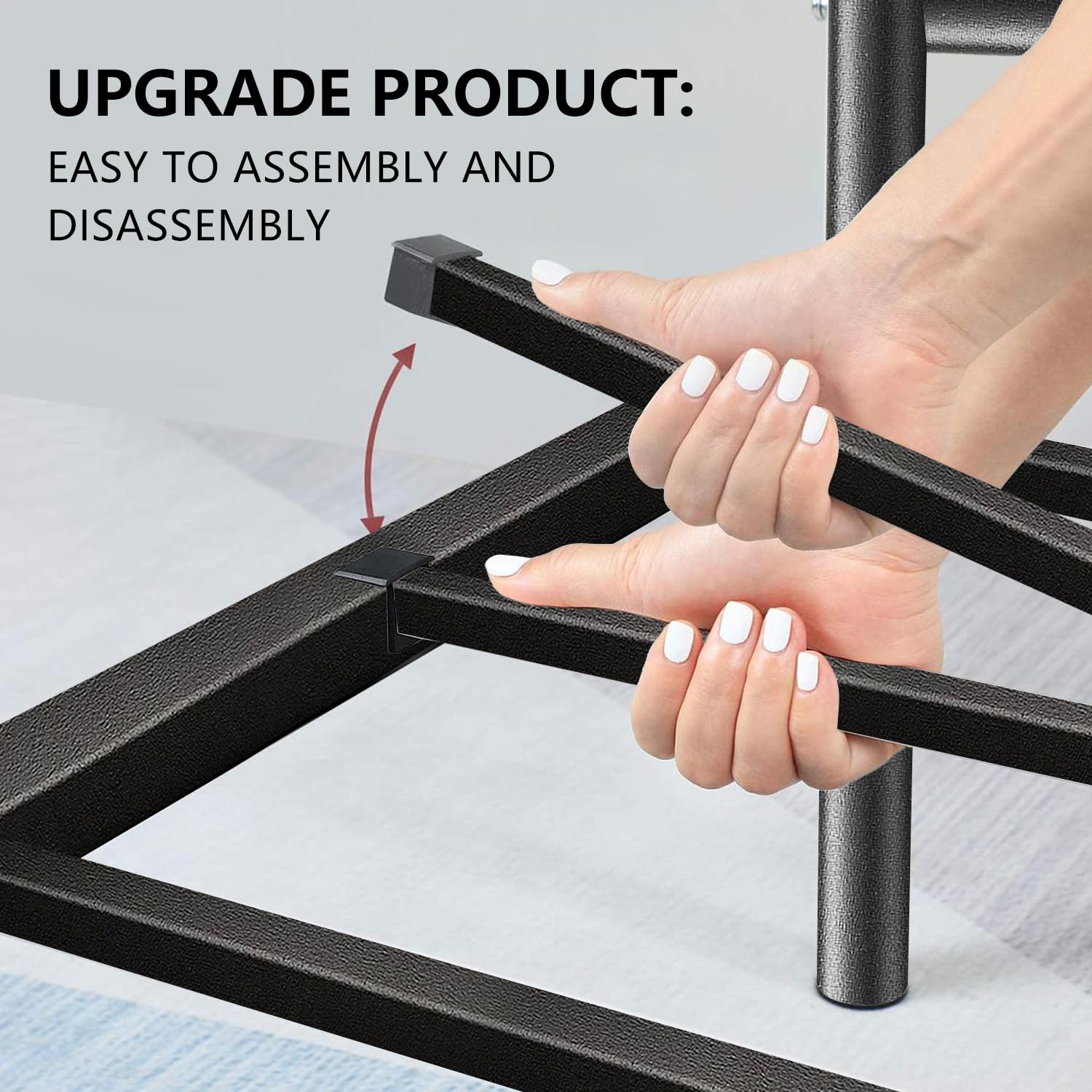leheyhey Twin Size Bed Frame Reinforced Heavy-Duty Black Metal Bed Frame for Easy Assembly,No Box Spring Needed,Load Capacity 250kg/550lb