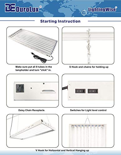 T5 HO Grow Light - 4 FT 8 Lamps - DL8048 Fluorescent Hydroponic Indoor Fixture Bloom Veg Daisy Chain