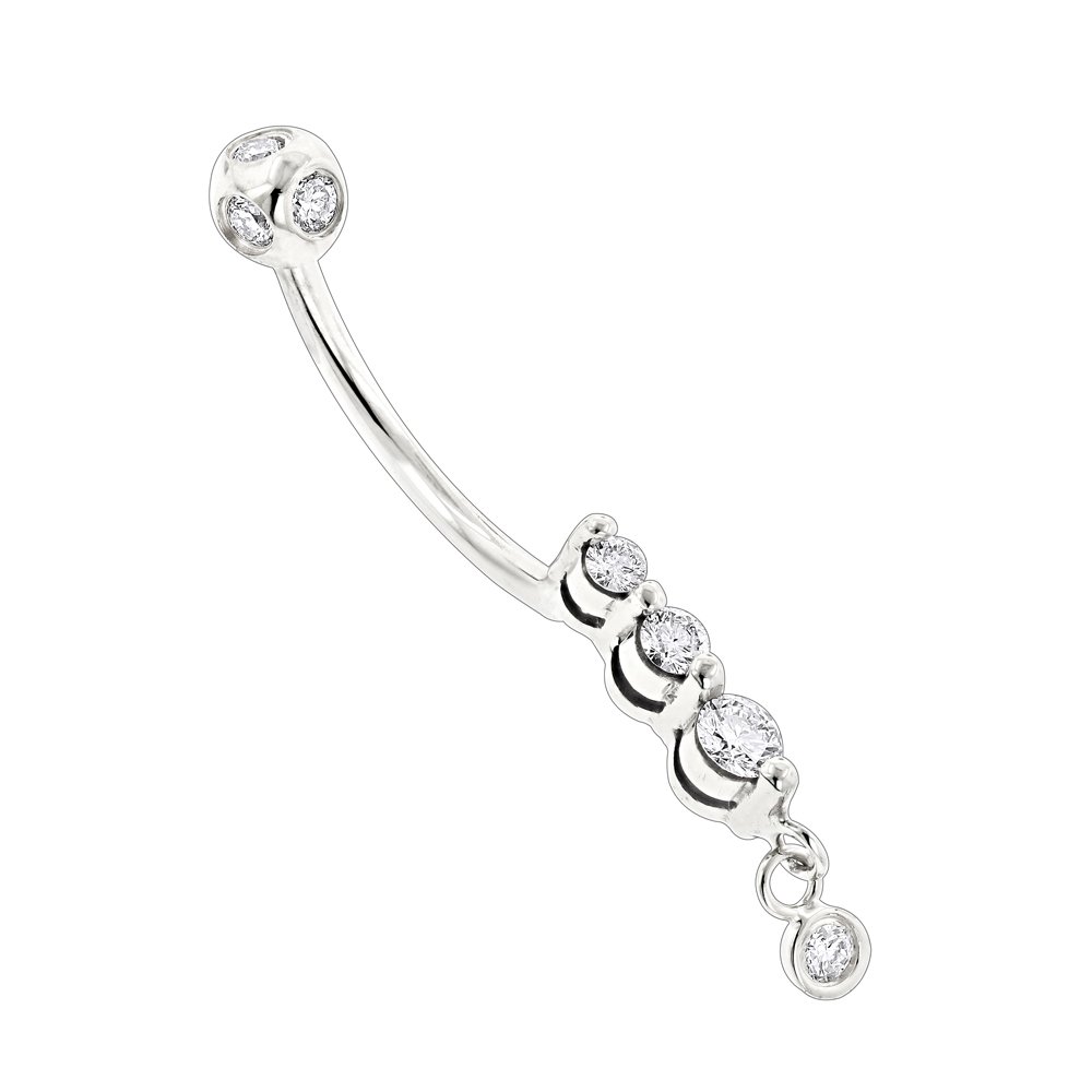 Luxurman Ladies 14k Upscale Body Jewelry Piece Natural 0.4 Ctw Diamond Belly Ring For Her (White Gold)