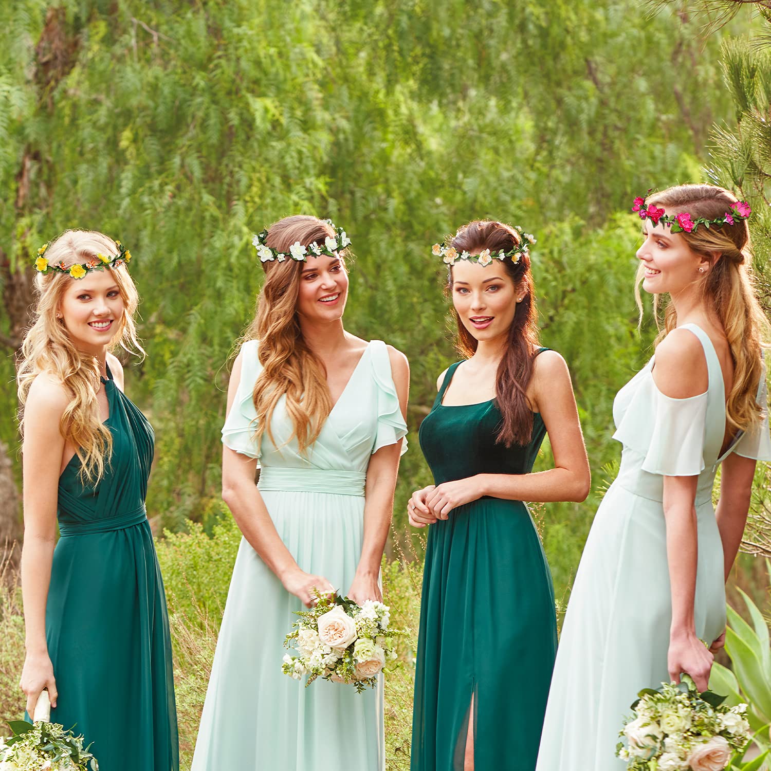Rocutus 10pcs Bohemian Flower Crown Floral Wreath Garland Headbands Flower Crown for Women (10 Pieces)