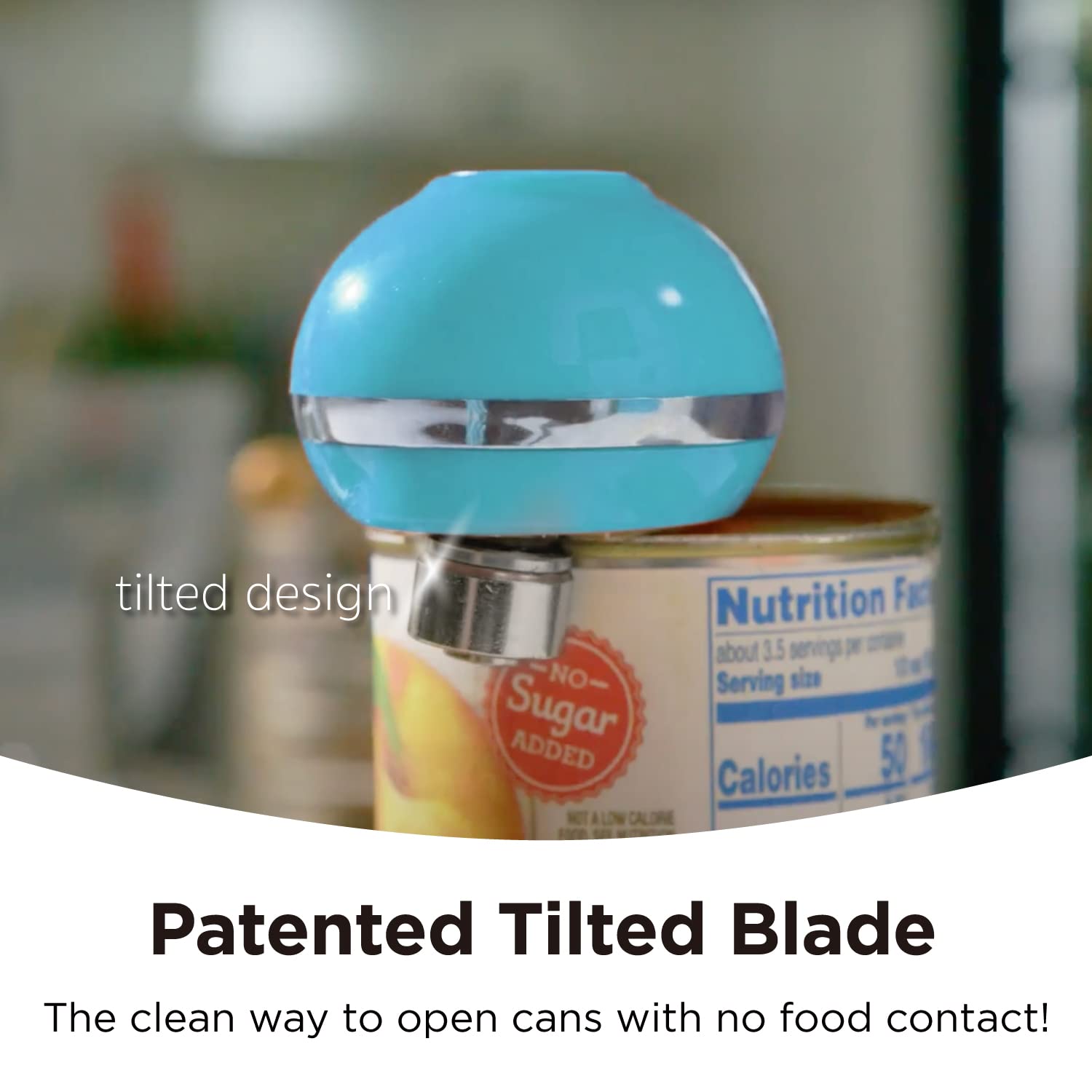 Kitchen Mama Mini Electric Can Opener Smooth Edge: Open Cans with A Simple Press of Button - Ultra-Compact, Space Saver, Portable, Hands Free, Food-Safe, Battery Operated (Marble White)