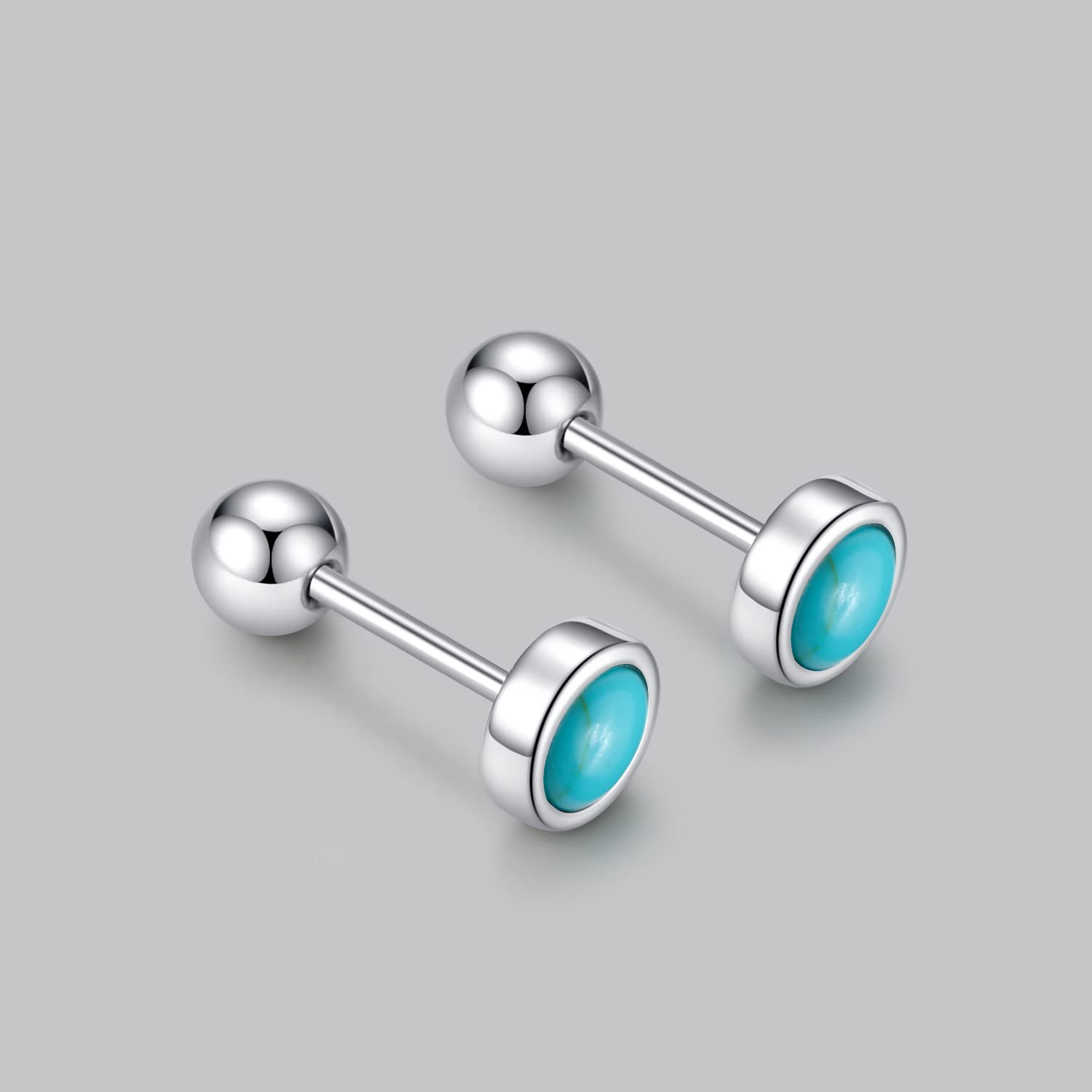 Opal Moonstone Turquoise Screw Back Earrings for Women, moonstone, turquoise