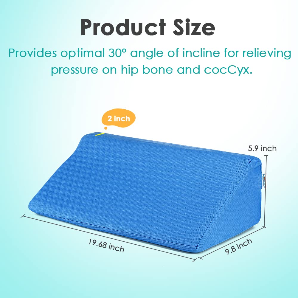 NEPPT Pillow Wedge for Sleeping After Surgery Bed Incline Pillow Foam Wedge Cover Patient Turning Device Prevention Bed Sores Relieve Back Pain Pregnancy Body Positioners (Blue - Gel)
