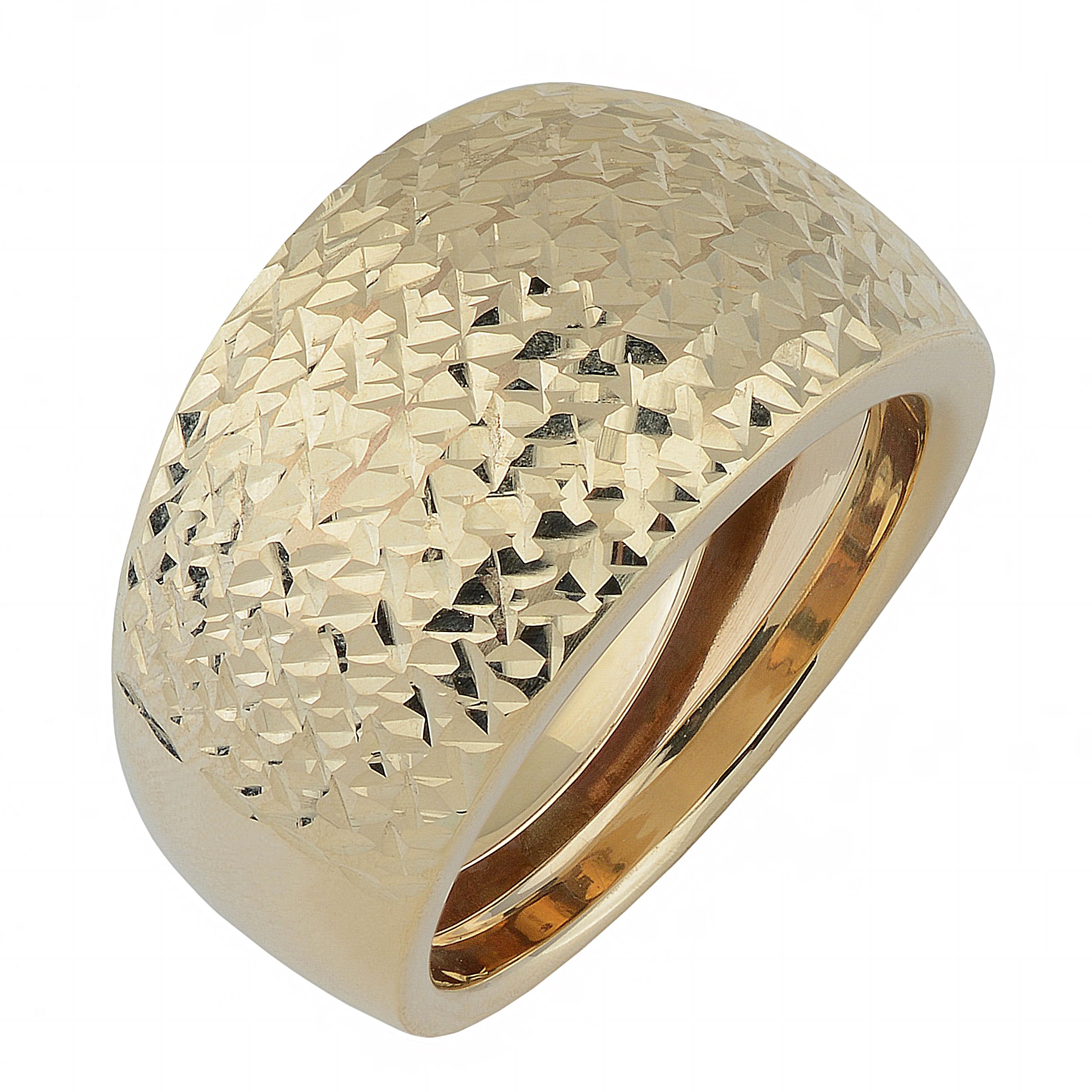 Kooljewelry 10k Yellow Gold Diamond-cut Bold Dome Ring (size 8)