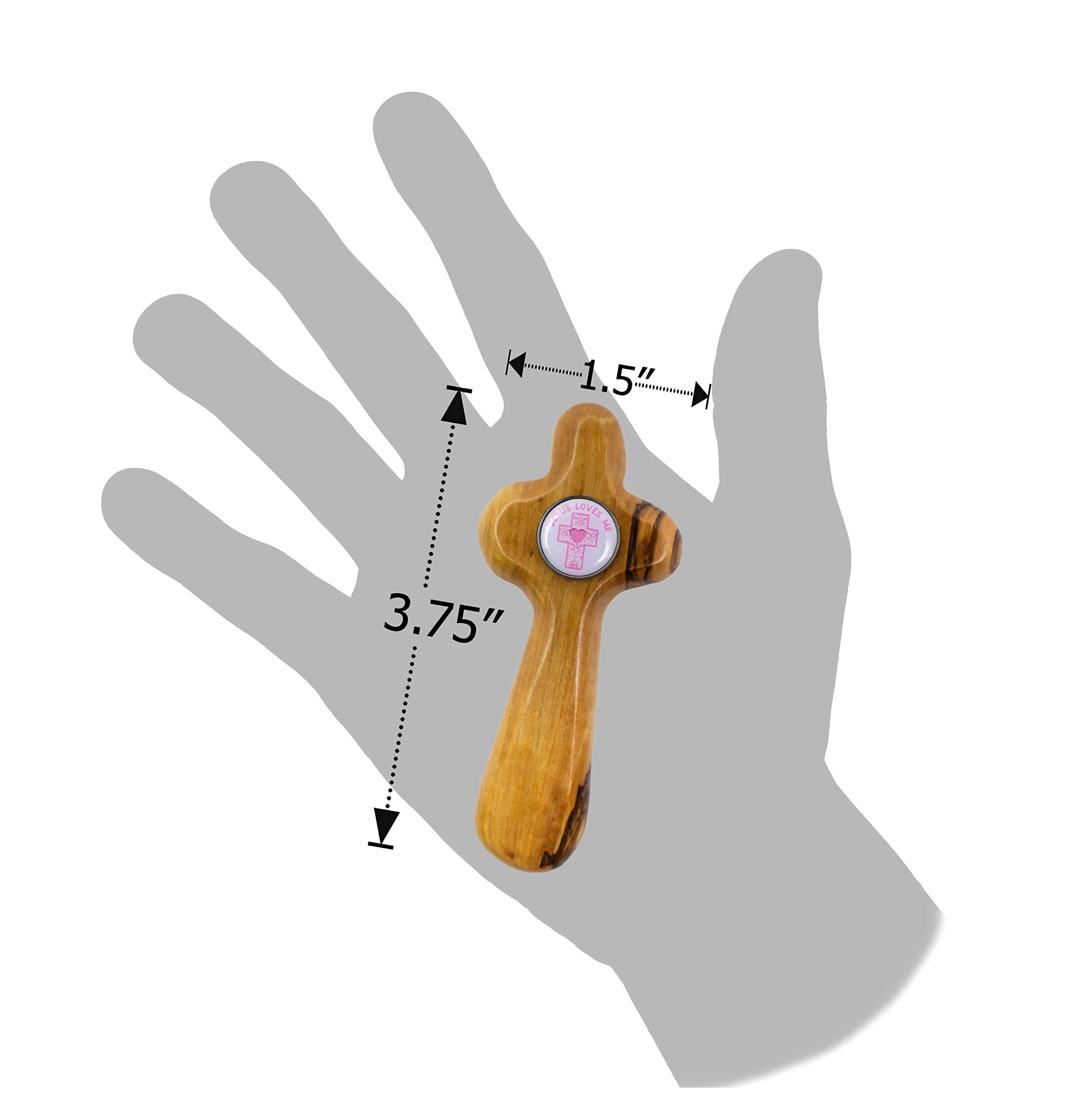 Logos Trading Post Girls Baptism Cross, Holy Land Olive Wood Deluxe Holding Cross from Israel, Wooden Baptismal Ceremony Keepsake Gift in Hard Shell Gift Box with Certificate of Authenticity