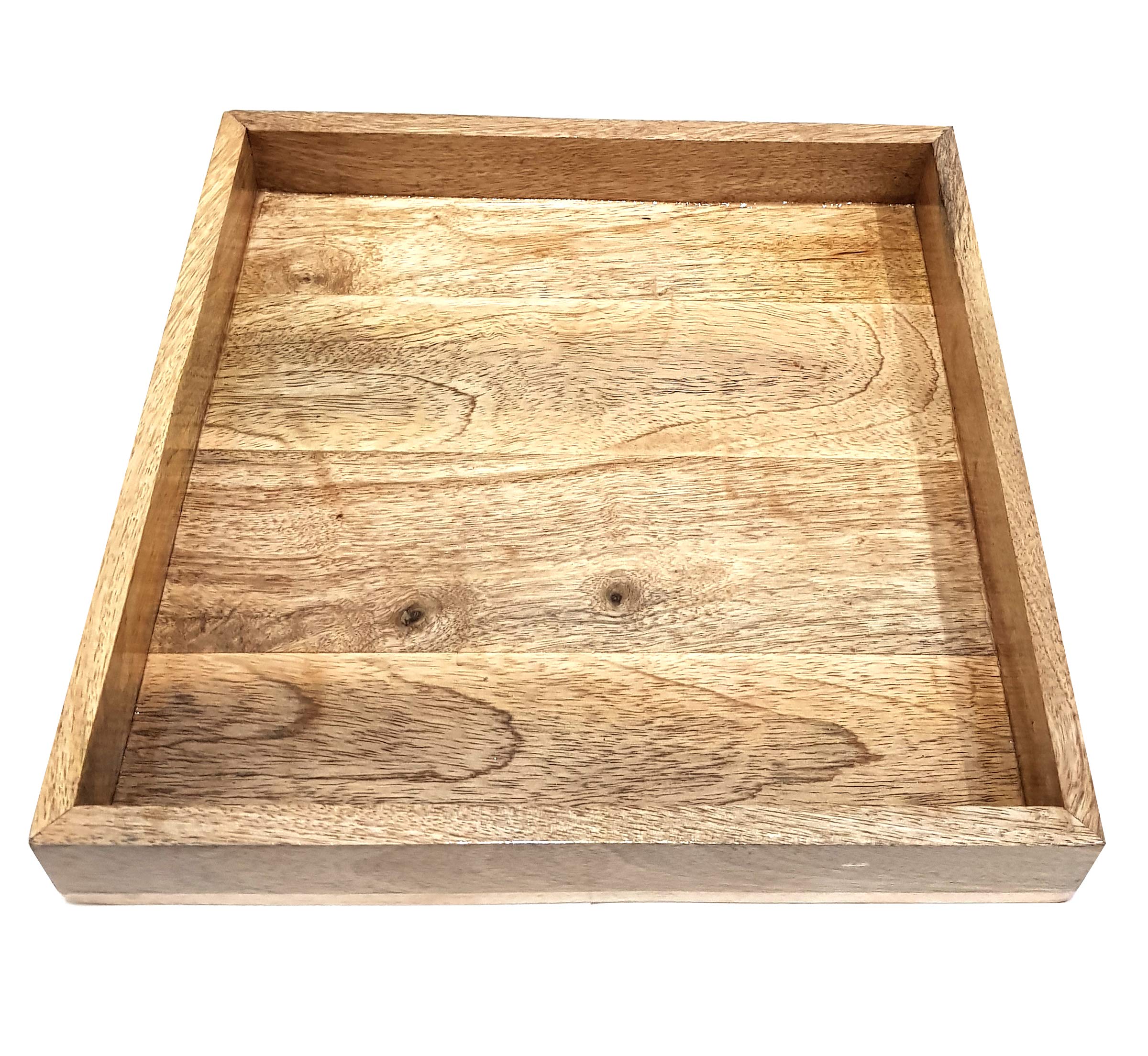 Natural Brown Wood Large Square Shaped Rustic Wooden Serving Tray Farmhouse Decor Square Top Breakfast Trays Tea Cheese Board Coffee Table