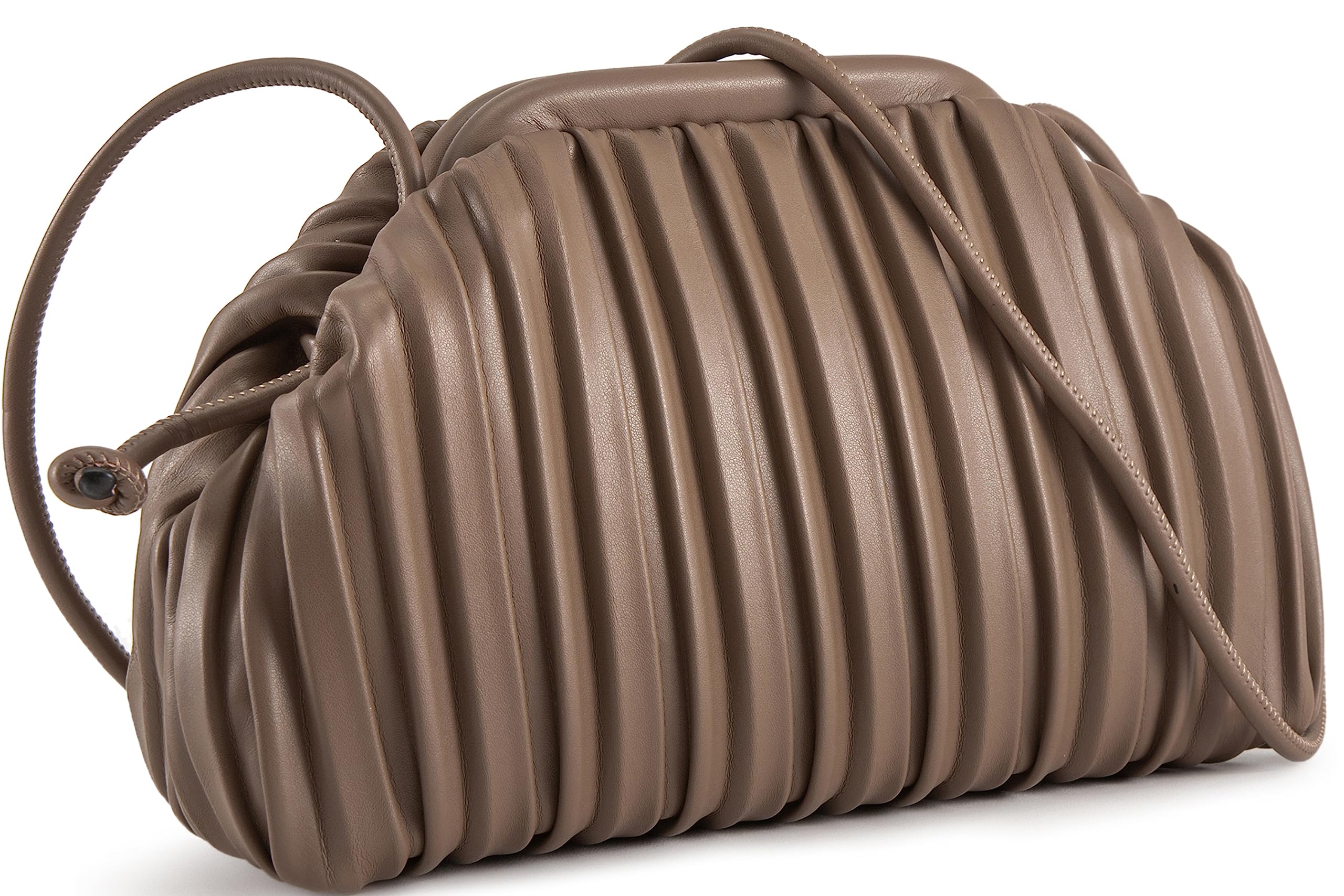 NIUEIMEE ZHOU Ruched Dumpling Bag for Women PU Leather Cloud Handbag Clutch Purse Retro Shoulder Crossbody Bags