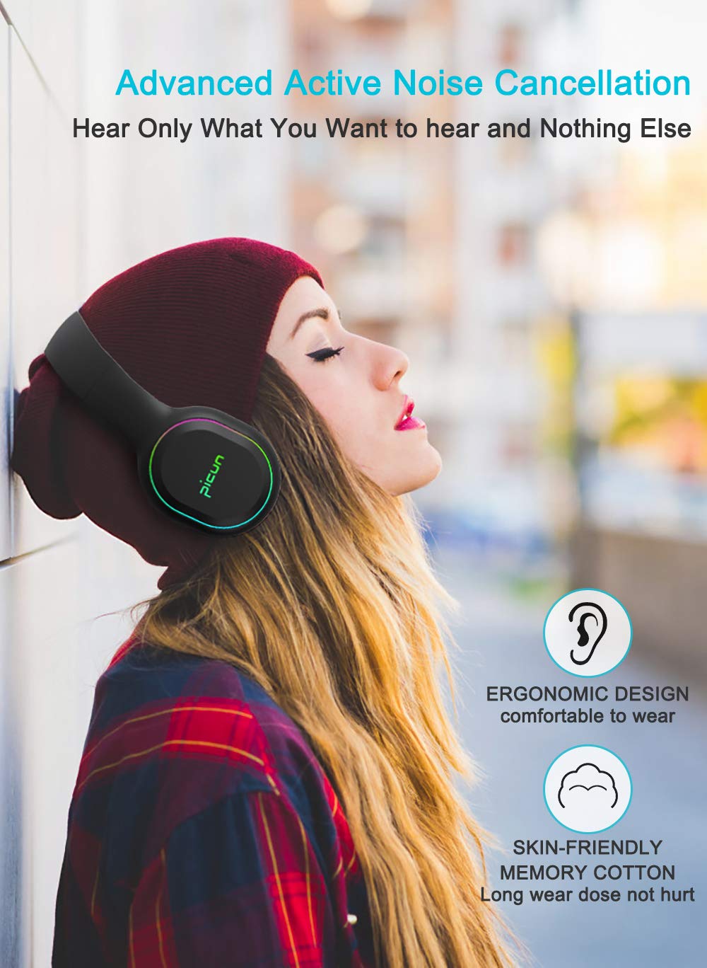 Meseto Wireless Bluetooth Noise Cancelling Headphones with Microphone, Foldable Over-Ear Headset with Comfortable Protein Earpads, 60 Hours Playtime, for Travel/Work, Black