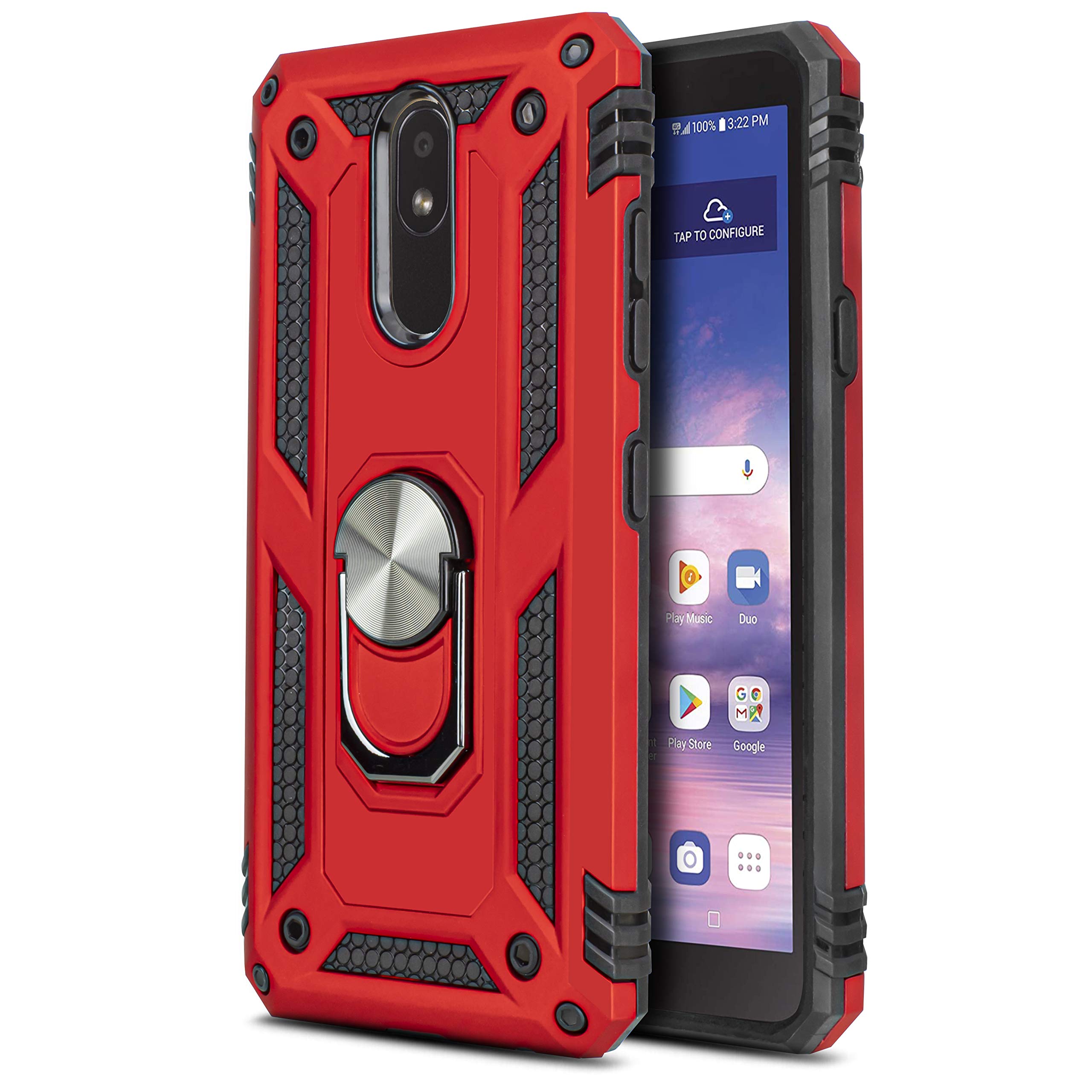 MAXVITAVELA Phone Case for [LG Journey LTE (L322DL)], [Loop Series][Red] Full Rotating Metal Ring Cover with